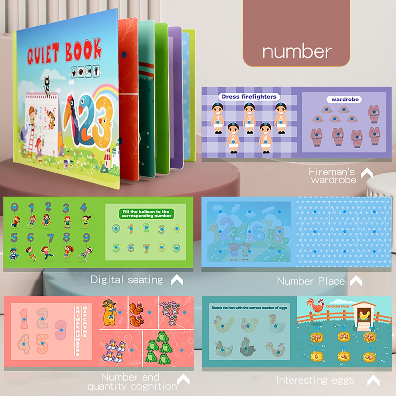 CHEEPUM Education Lanyard Quiet Book For Kids Montessori Early Learning ...