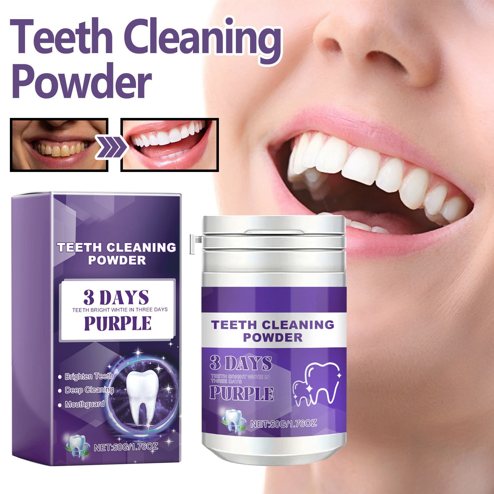 CHEEPUM Home Cavity Purple Teeth Powder Natural Formula For Effective ...