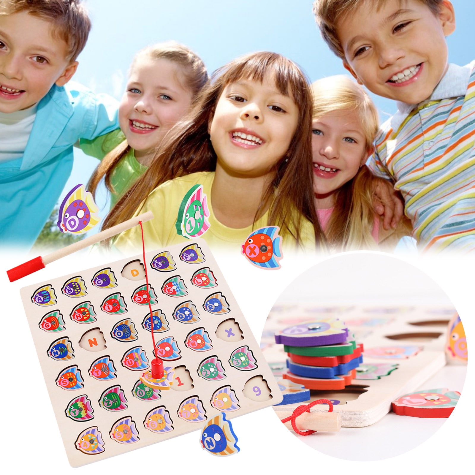 CHEEPUM Kids for Girls Wooden Fishing Game Toy For Toddlers Alphabet ...