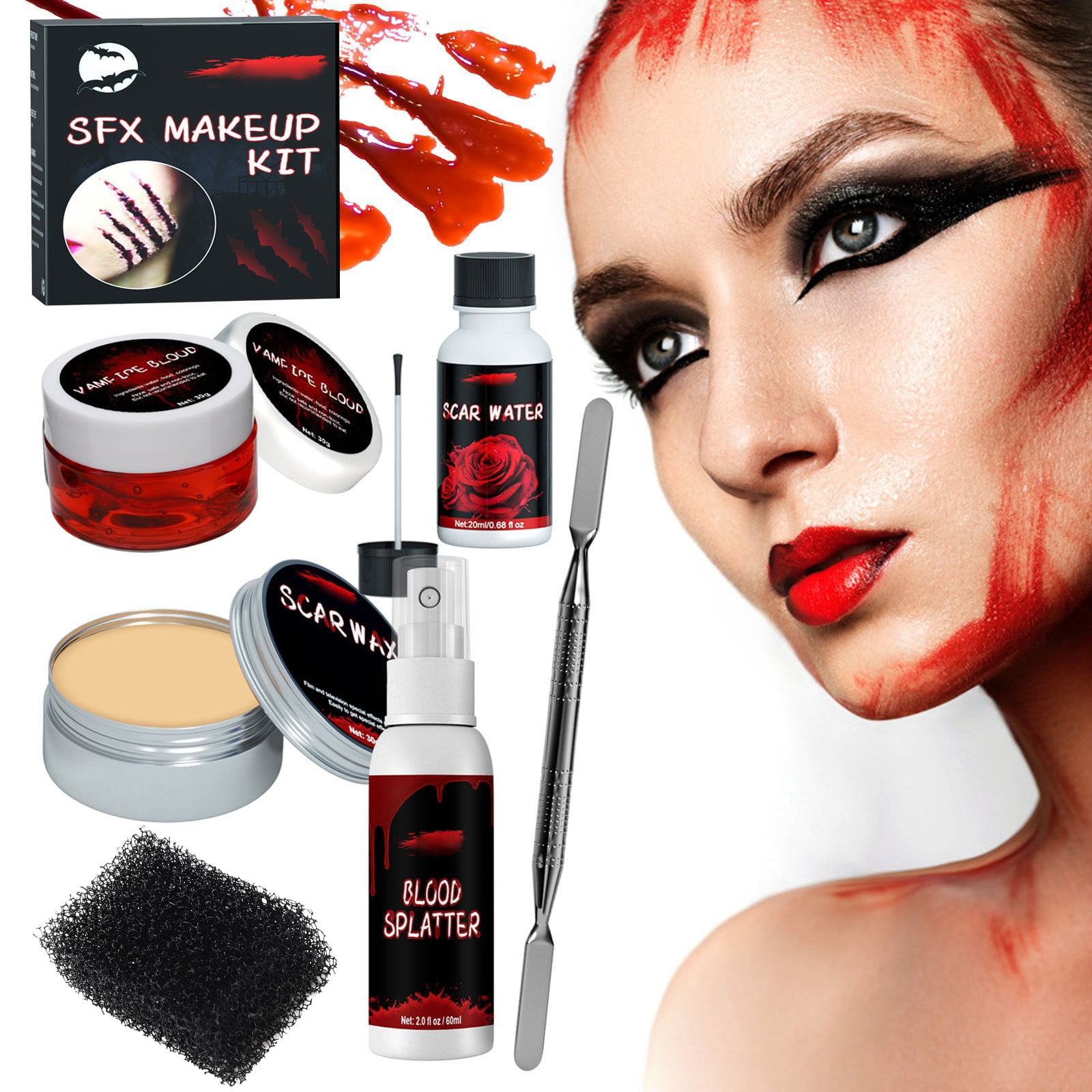 CHEEPUM Makeup for Adults Scary Makeup Kit Crusted Coagulated Gel Scary ...
