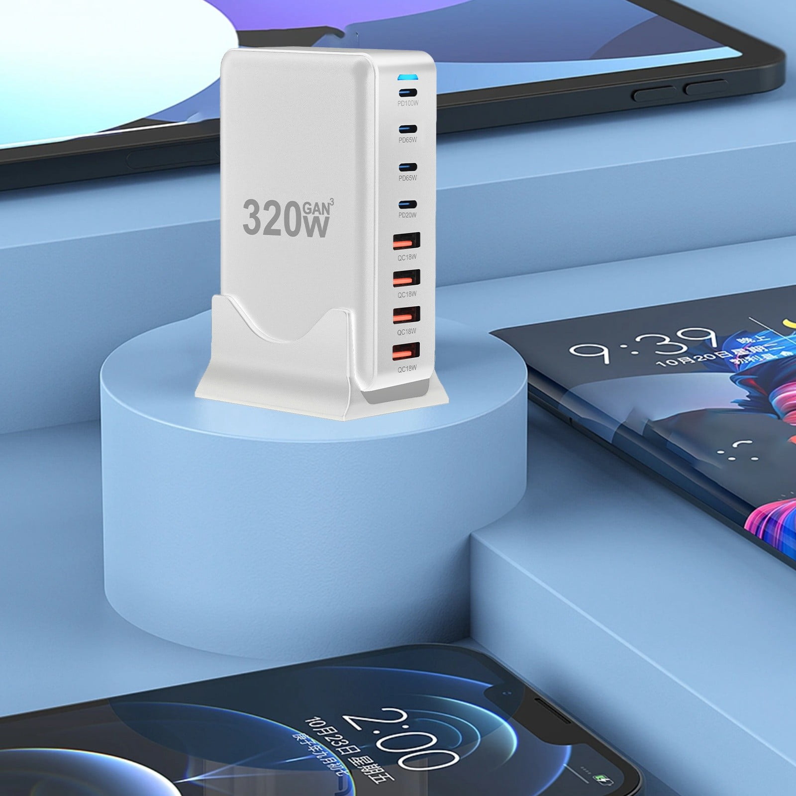 CHEEPUM New 320W Desktop Charger 4A4C 8 Port PD Charger 320W Super Fast ...