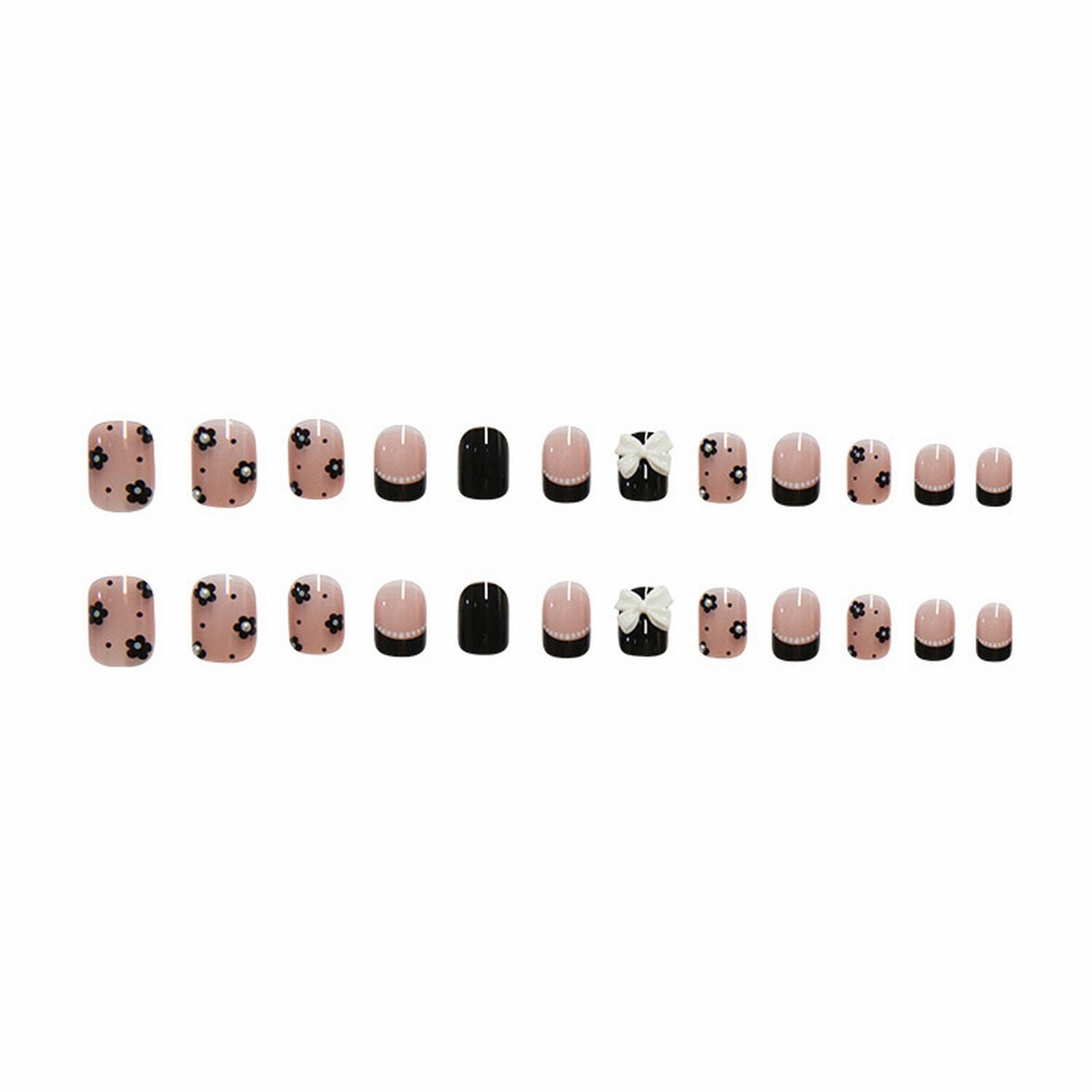 CHEEPUM Wear Removable Nail Patch Nail Finished Bow Pearl Floret French ...