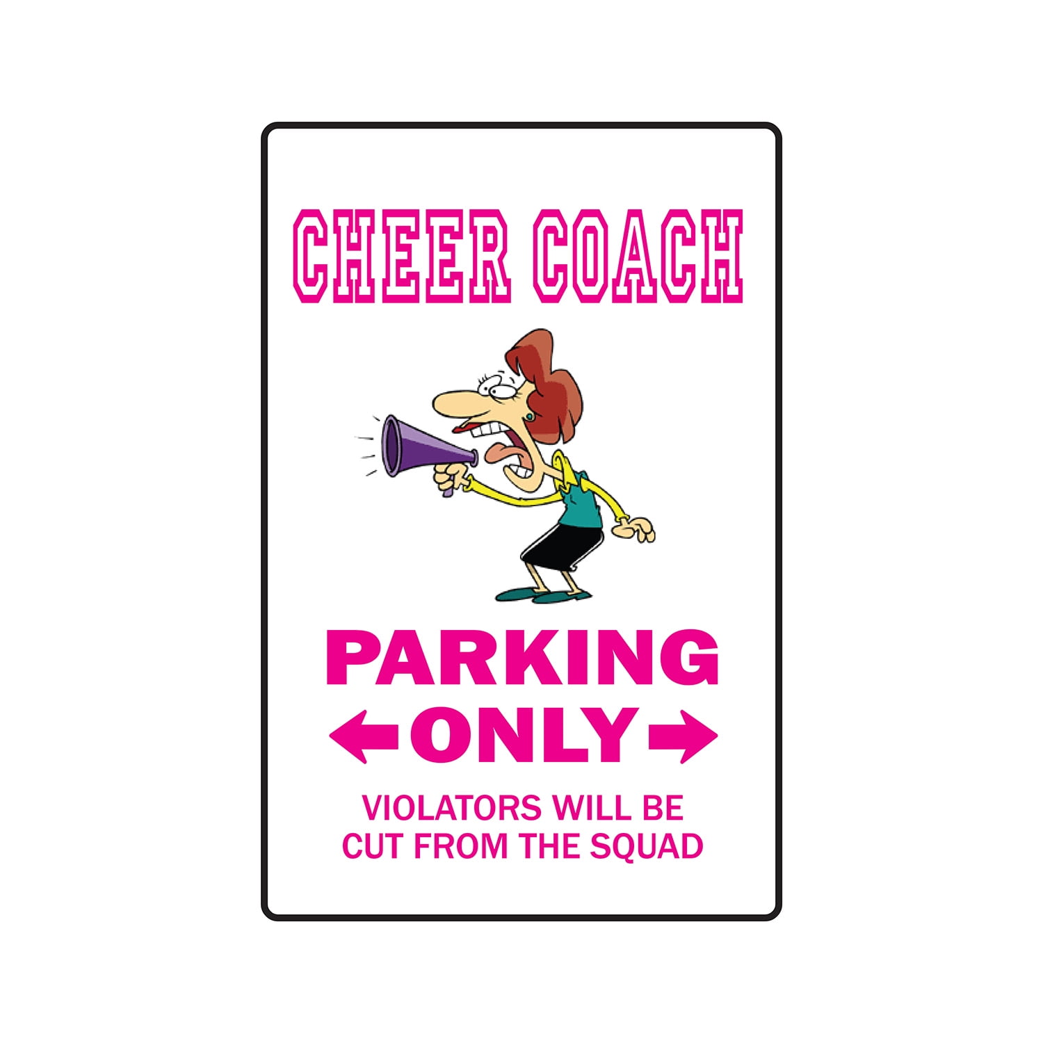 CHEER COACH Aluminum Sign leader cheerleader gear poms megaphone cheers ...