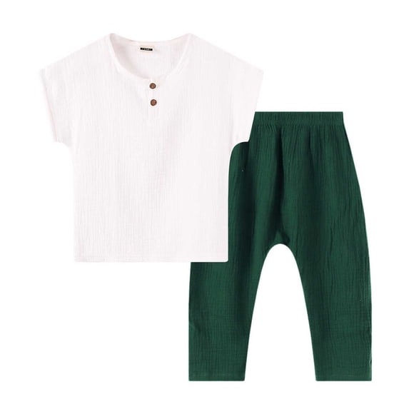 CHEEREAM 2-Piece Clothes for Boys Wide Leg Pants and Short Sleeve ...