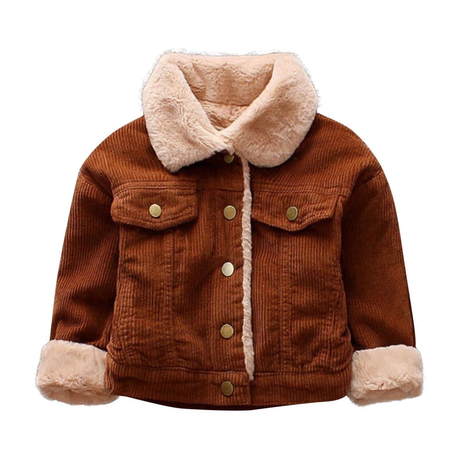 CHEEREAM Baby Boy Corduroy Jacket Toddler Fleece Winter Coat Kid Sherpa Lined Button Down Warm ...