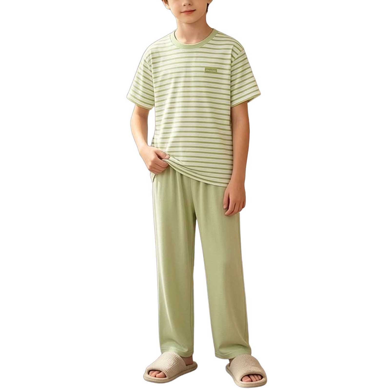 CHEEREAM Boys 2 Piece Sets Striped Short Sleeve T Shirt & Long Pants ...
