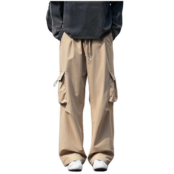 CHEEREAM Cargo Pants for Mens Straight Wide Leg Elastic Waist ...
