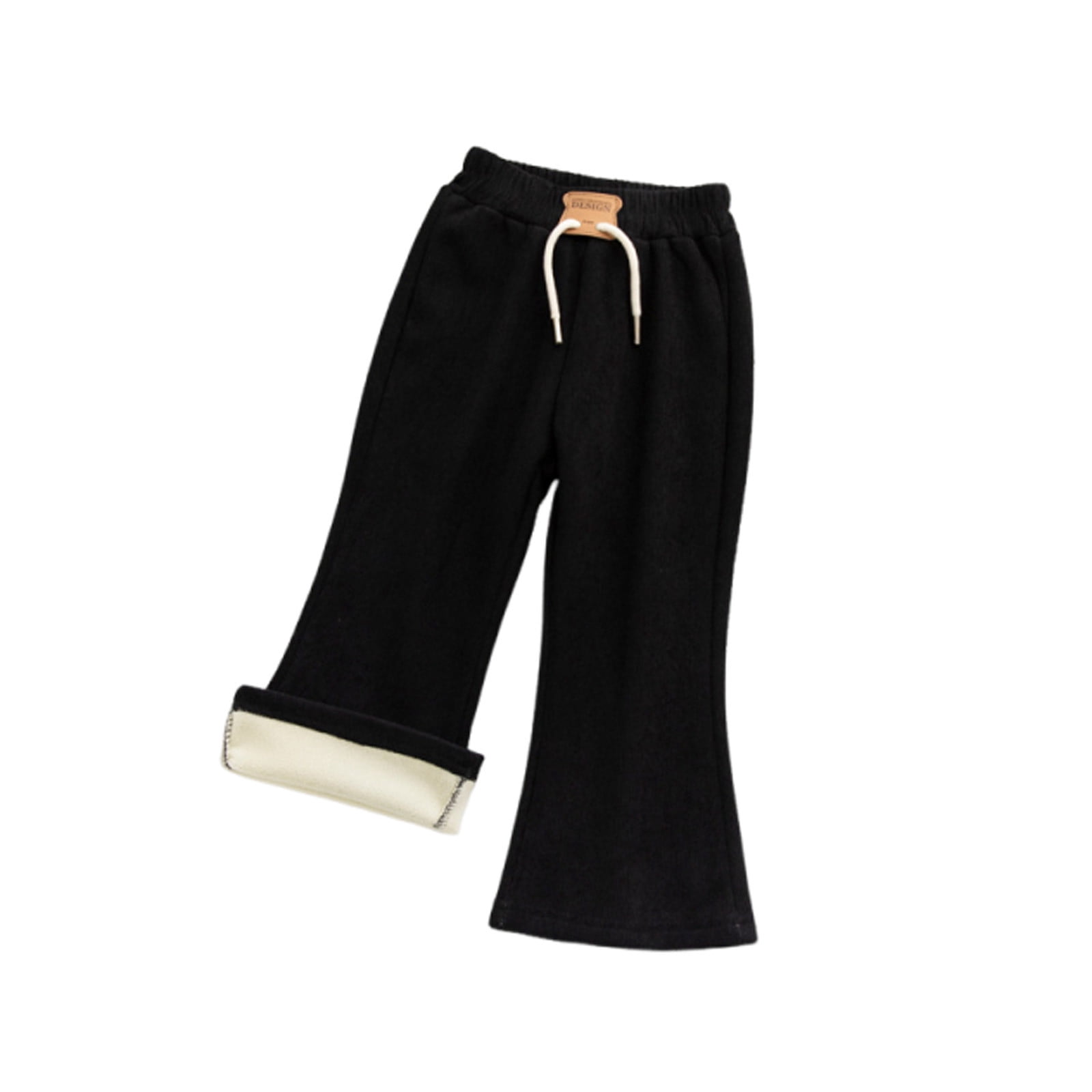 CHEEREAM Girl's Cotton Flare Pants Kids Toddler Fleece Elastic Waist ...