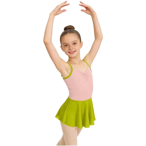 CHEEREAM Girls Ballet Leotard Dress Sleeveless Dance Bodycon Dresses ...