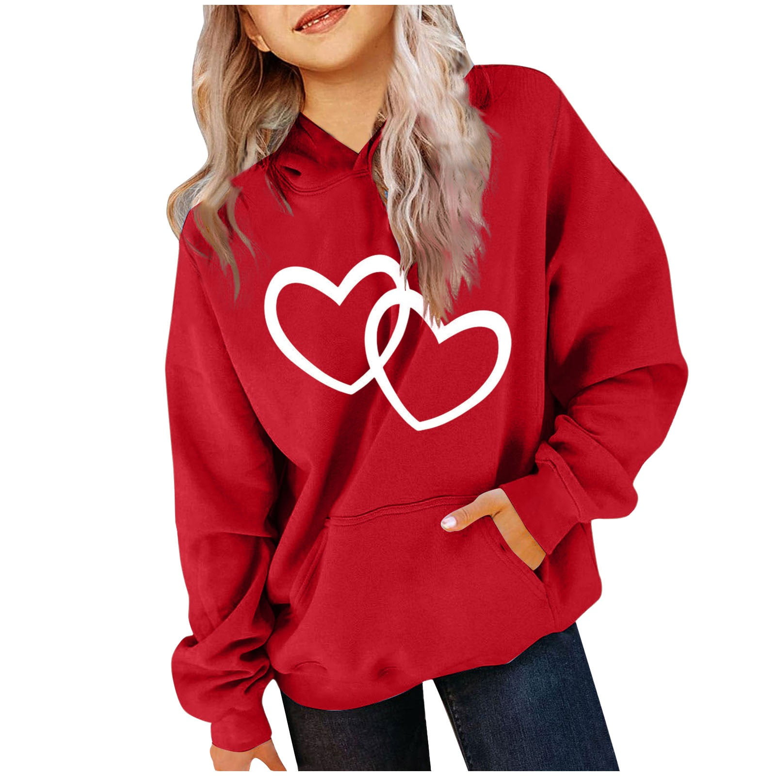 CHEEREAM Girls Cute Hoodies Oversized Long Sleeve Heart Print Shirts ...
