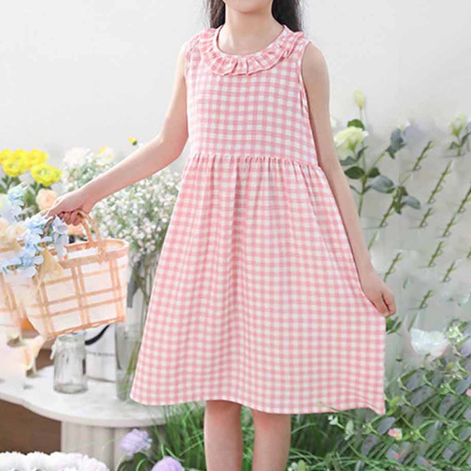 CHEEREAM Girls Dresses Girls Casual Cute Peter Pan Collar Beach Floral ...