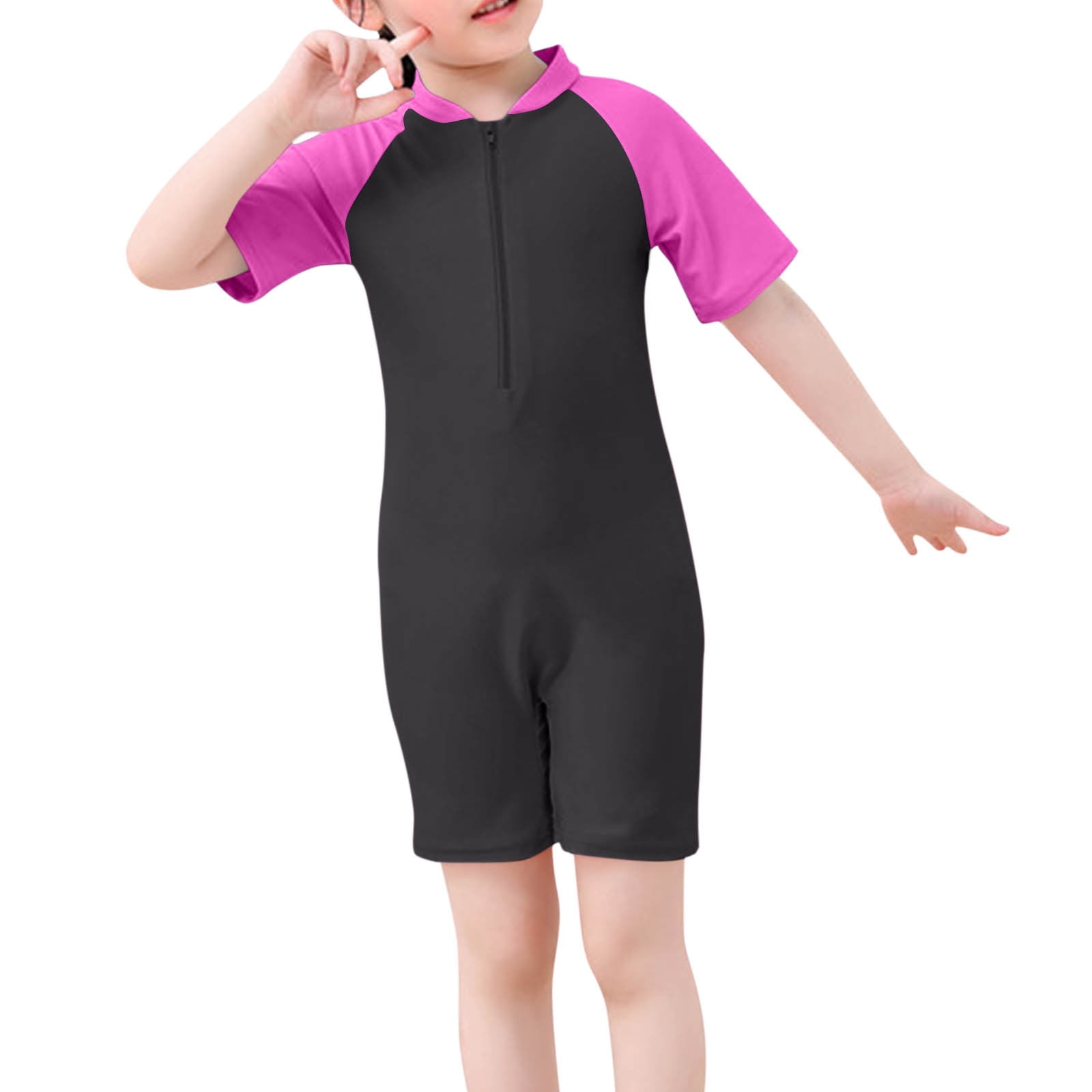 CHEEREAM Girls Short Sleeve One Piece Rash Guard Swimsuit Water Sport ...