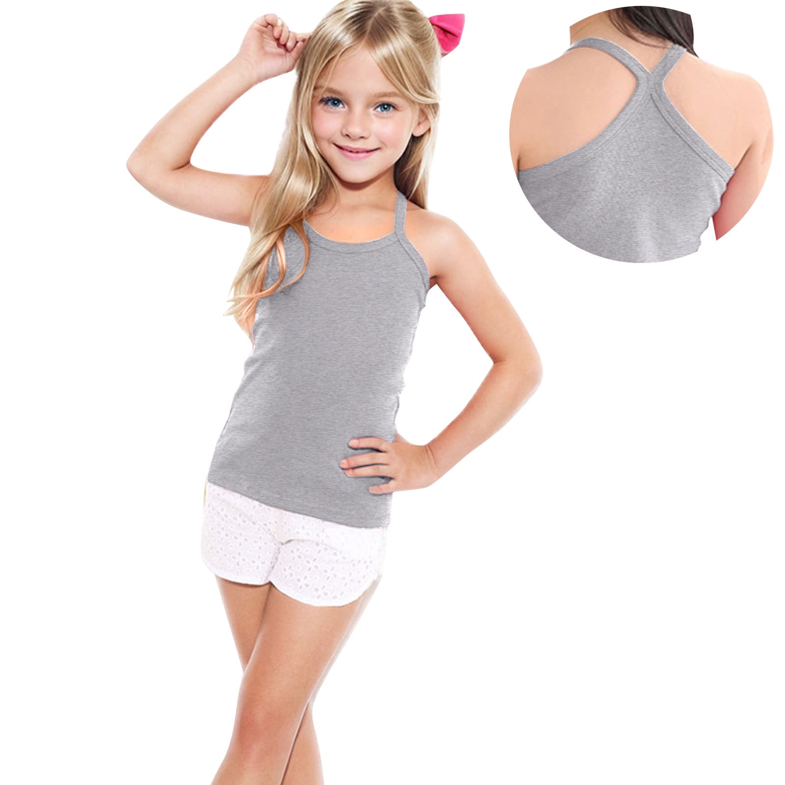 CHEEREAM Girls Spaghetti Strap Sleeveless Dance Tank Tops Racerback ...