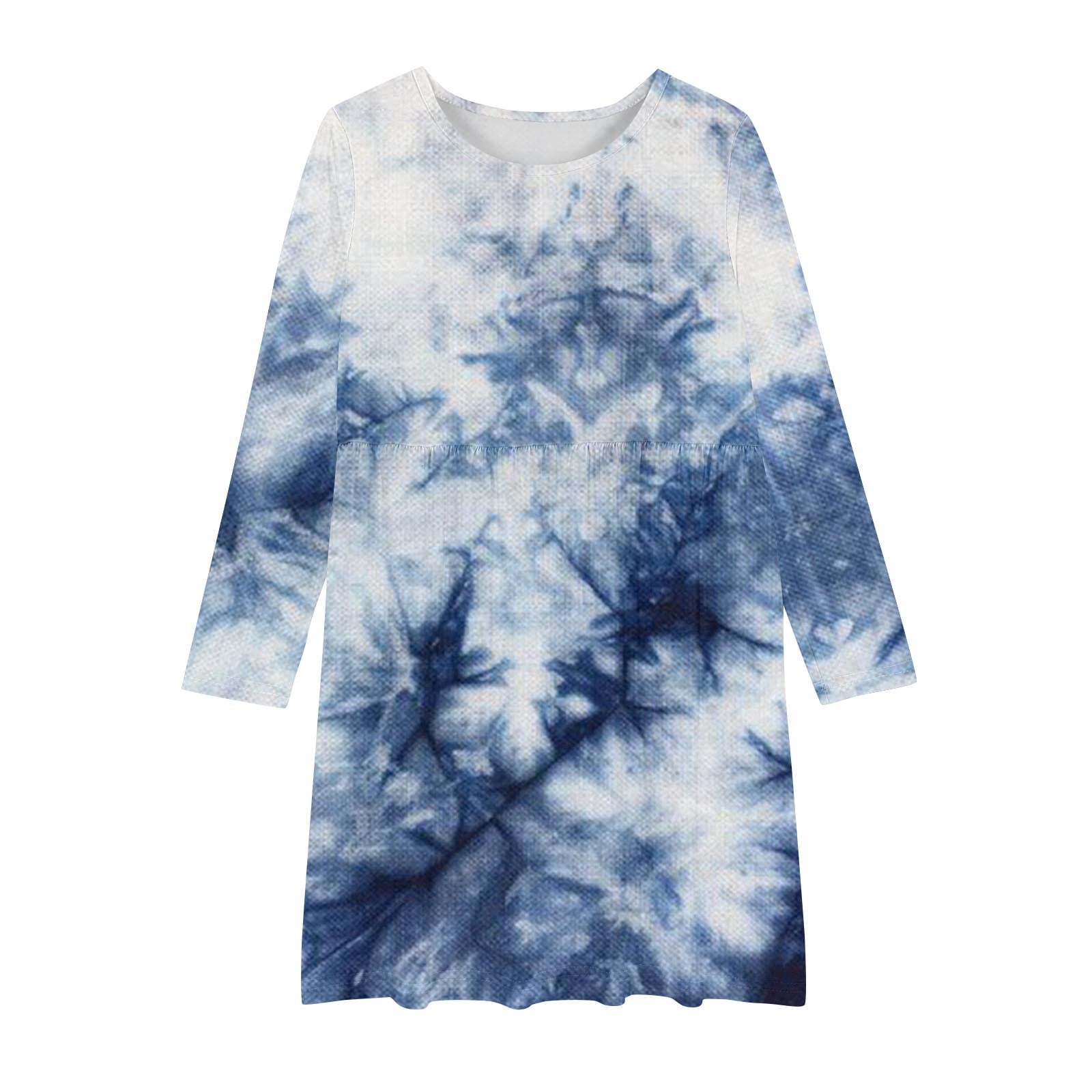 CHEEREAM Girls Tie Dye Dress Clothes Kids Cotton Long Sleeve School ...