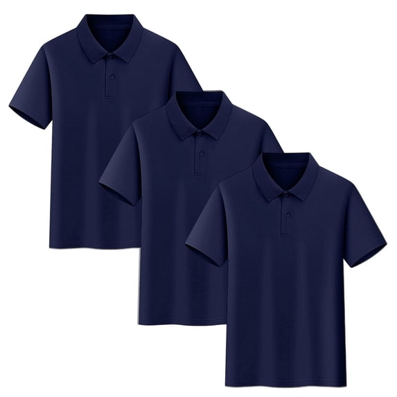 CHEEREAM Kids 3 Pack Polo Sets Short Sleeve Collared Golf Tops for Work ...