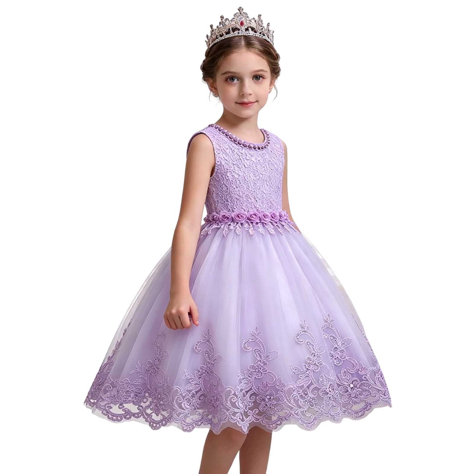 CHEEREAM Kids Elegant Dress Lace Embroidered Tulle Puffy Layered ...