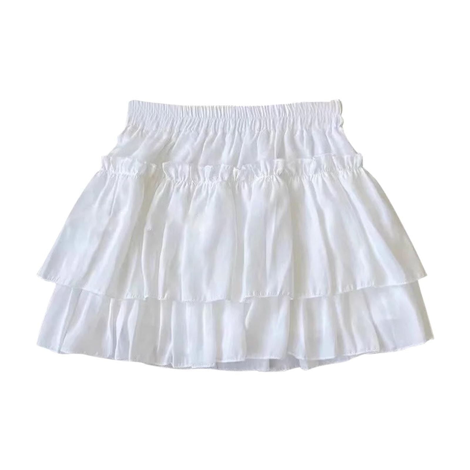 CHEEREAM Kids Girls High Waist Ruffle Layered Mini Skirt Cute Tiered Elastic Waist Short Skirt ...