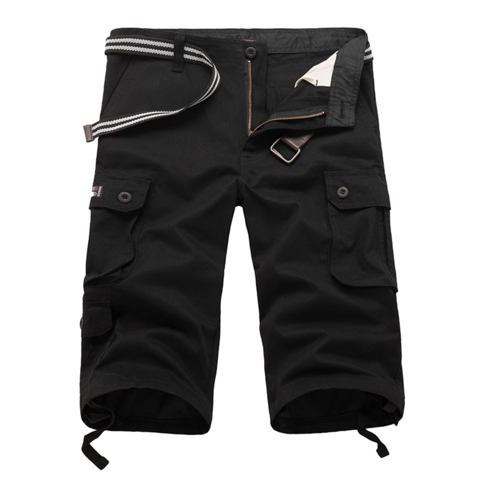 CHEEREAM Men's 3/4 Capri Cargo Pants Outdoor Hiking Shorts Below Knee ...