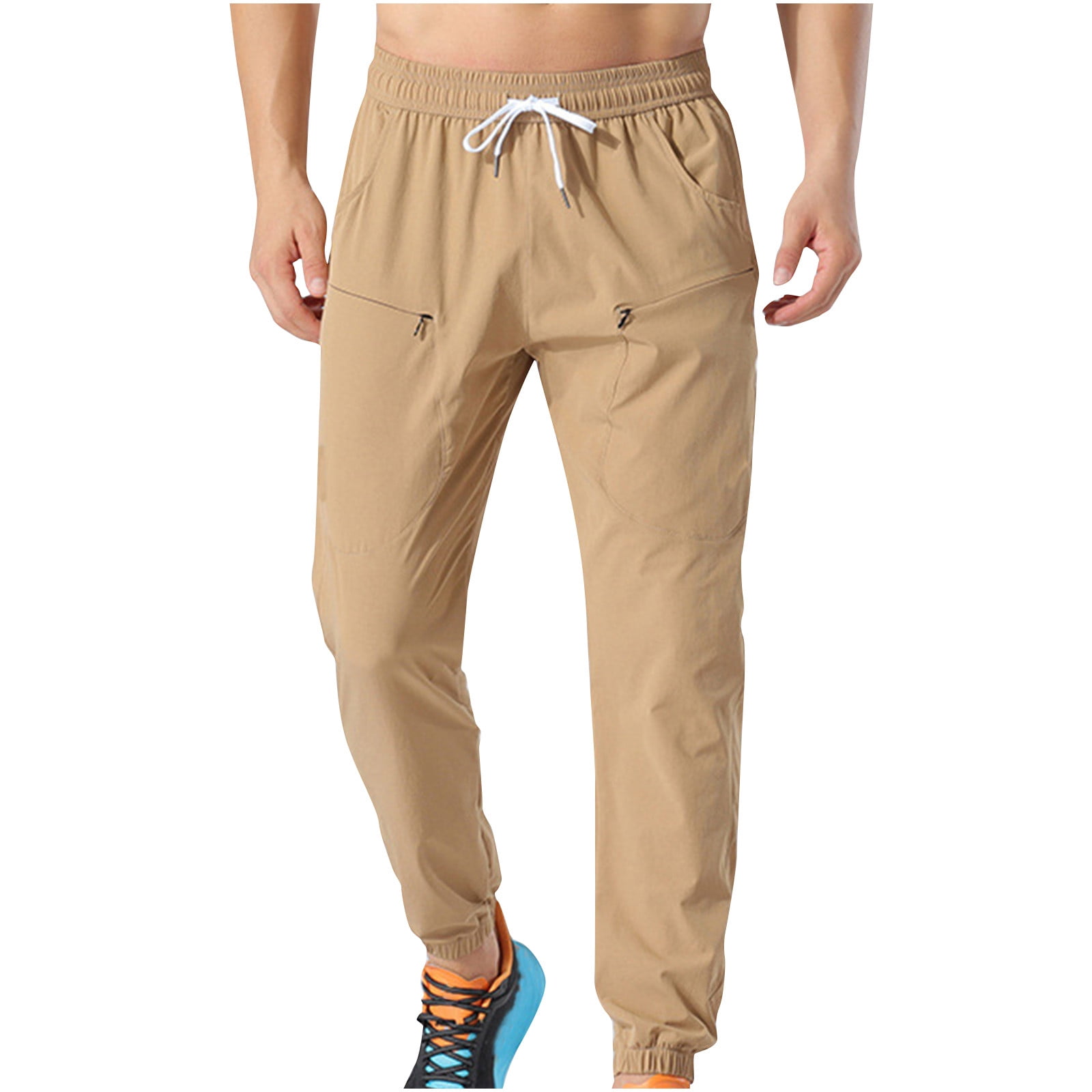 CHEEREAM Men's Casual Joggers Pants Cotton Elastic Waist Drawstring ...