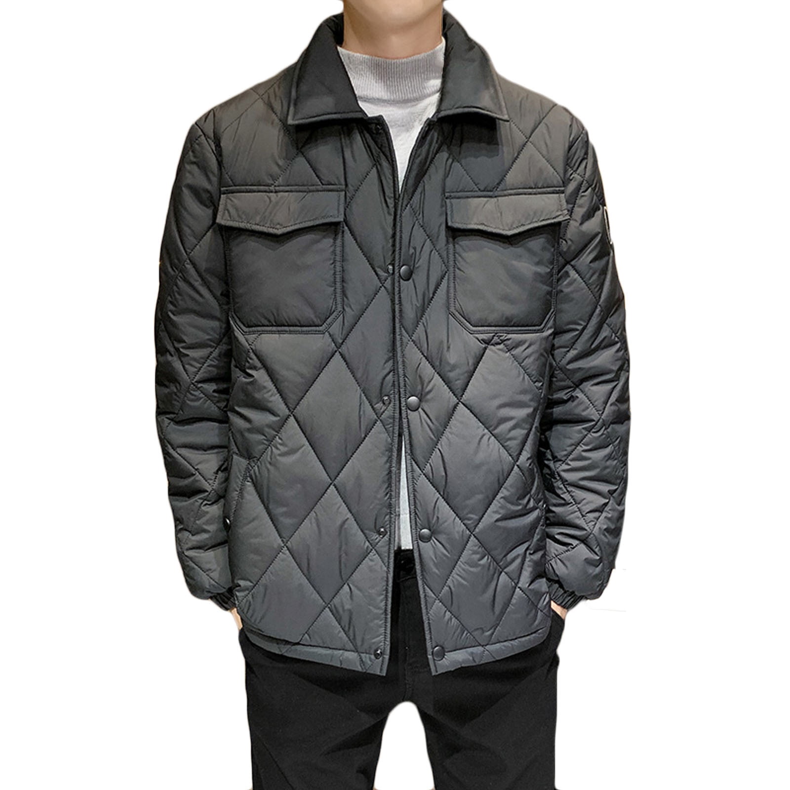 CHEEREAM Men's Diamond Quilted Flight Bomber Jacket Lightweight ...