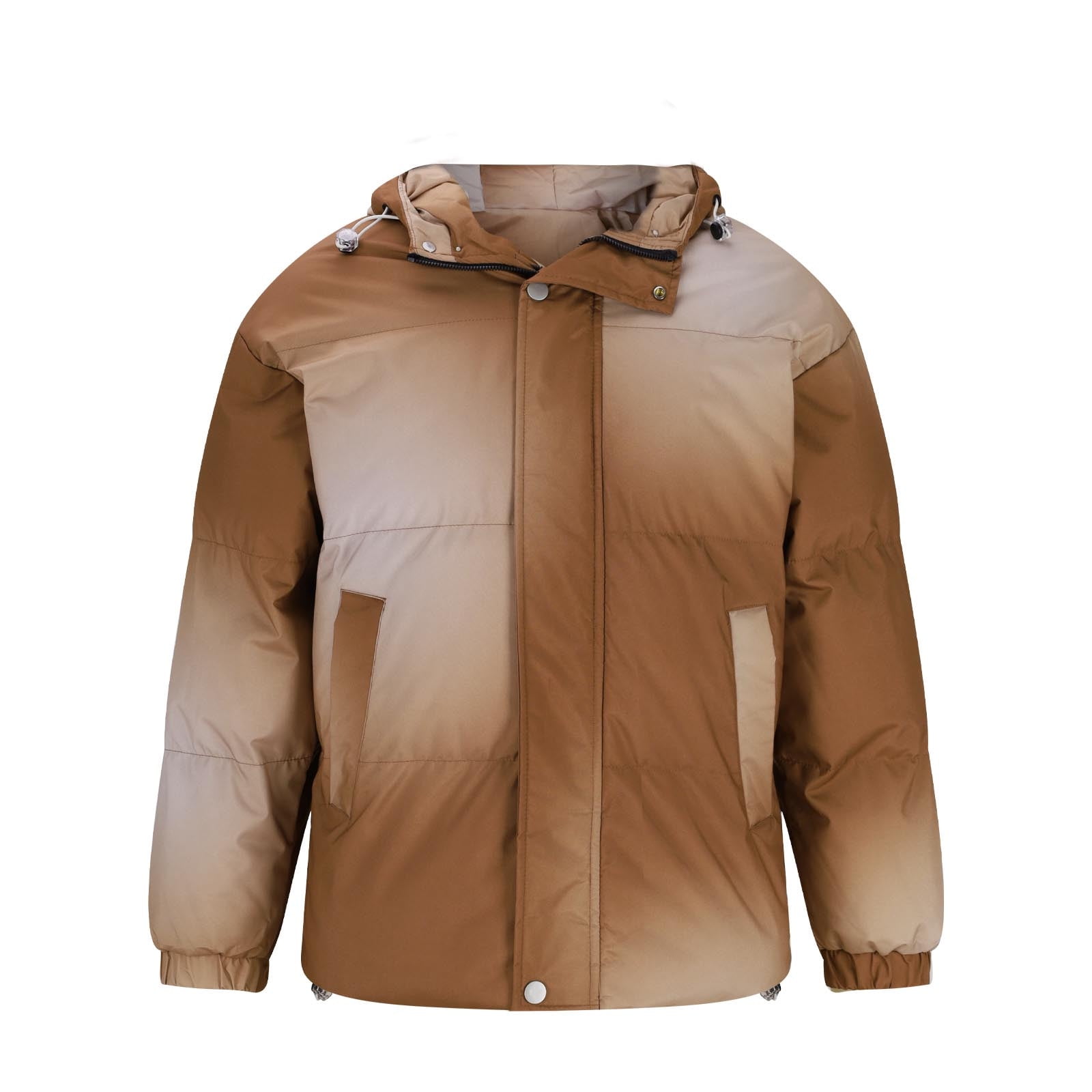 CHEEREAM Men's Gradient Puffer Jacket Winter Warm Down Coats Hood ...