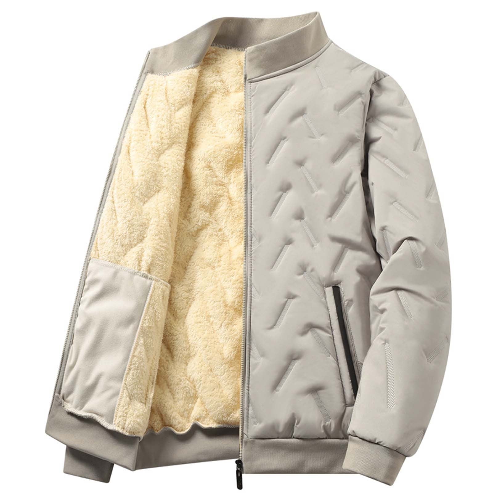 CHEEREAM Men's Jacket Winter Warm Bomber Jackets Full Zip Fleece Lined ...