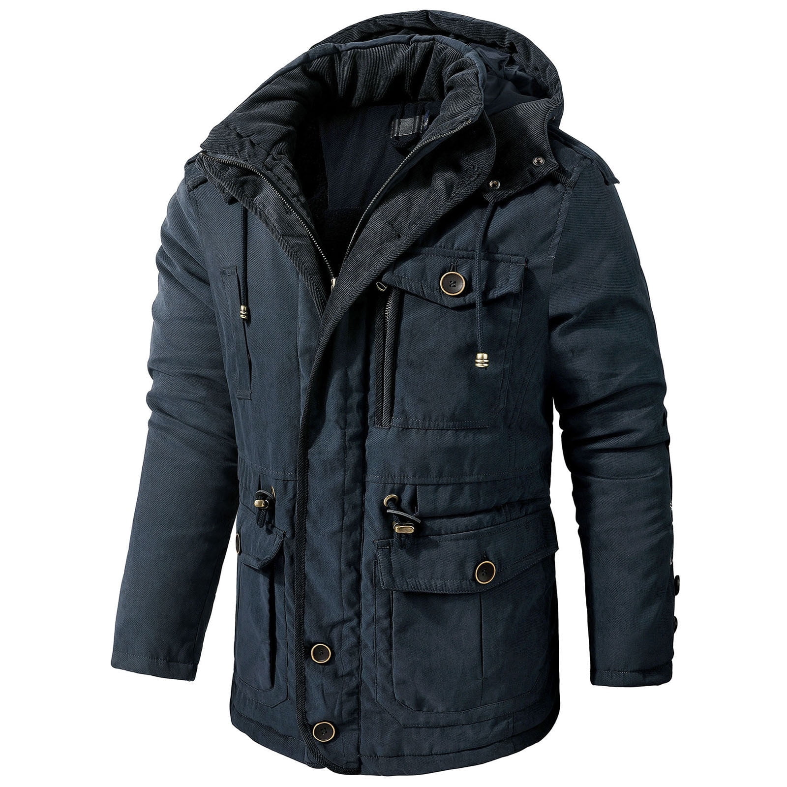 CHEEREAM Men's Thick Winter Jackets with Hood Fleece Lining Cotton ...