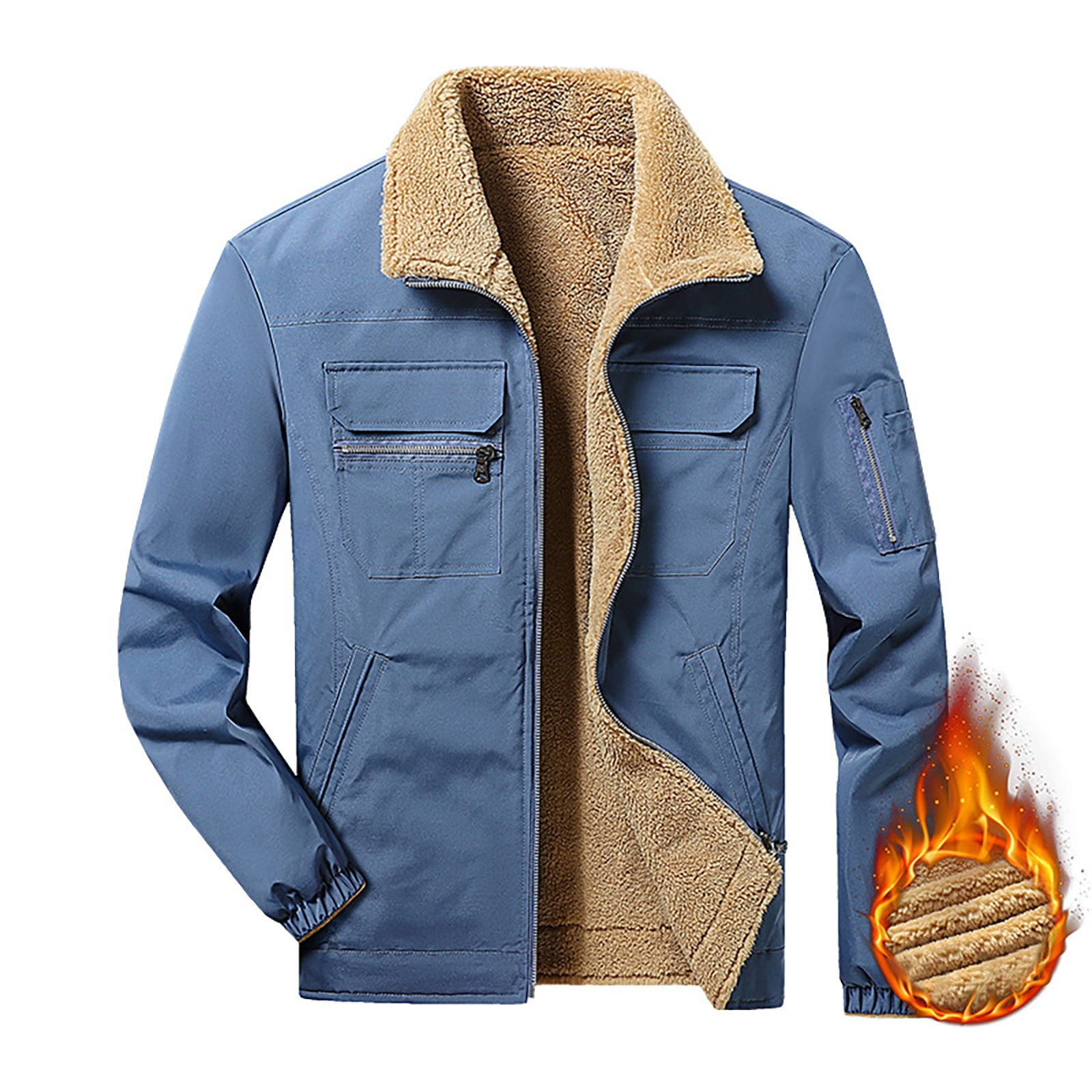 CHEEREAM Men's Winter Jacket Fleece Lined Cotton Sherpa Trucker Jacket ...