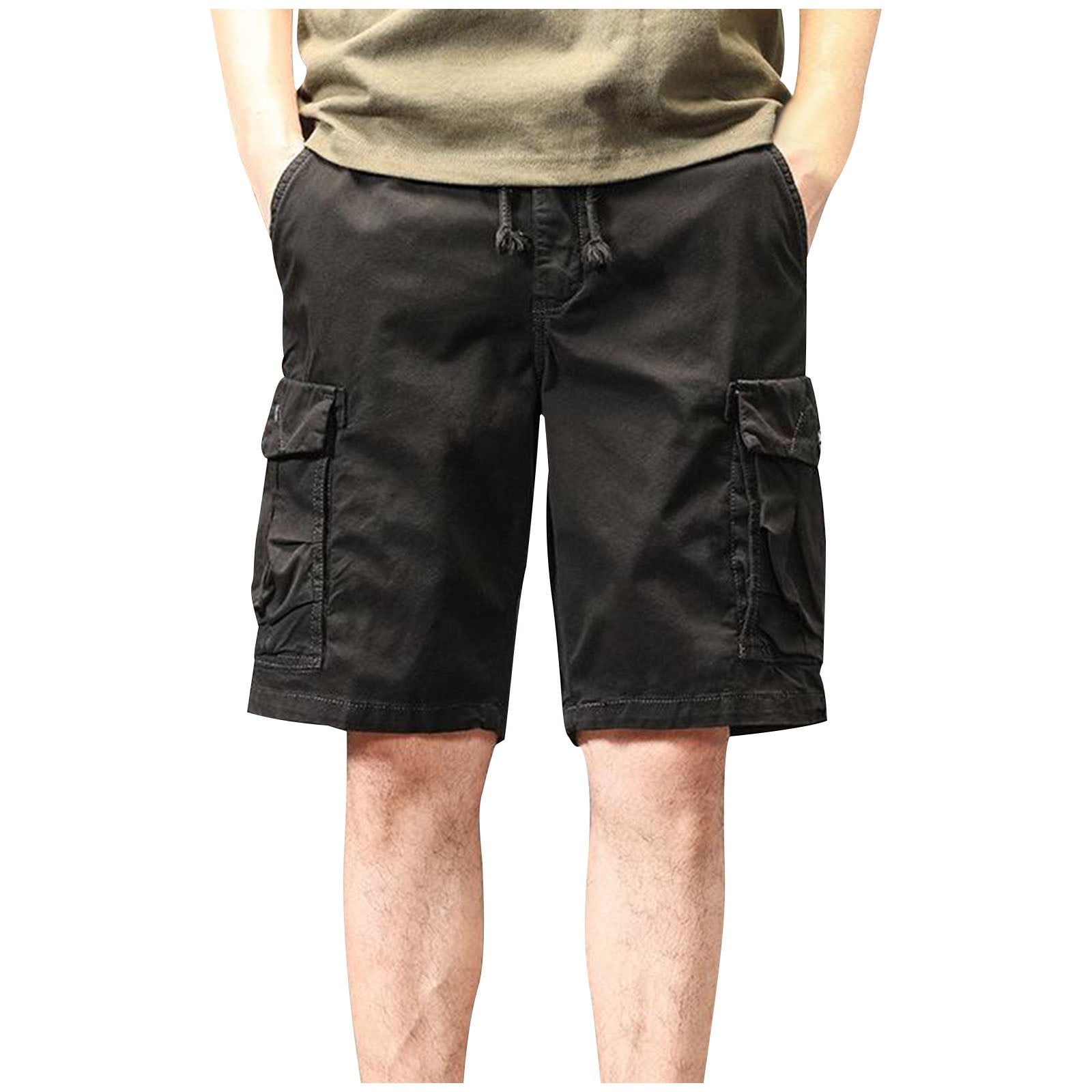 CHEEREAM Mens Army Tactical Military Cargo Shorts Drawsting Waist Work ...