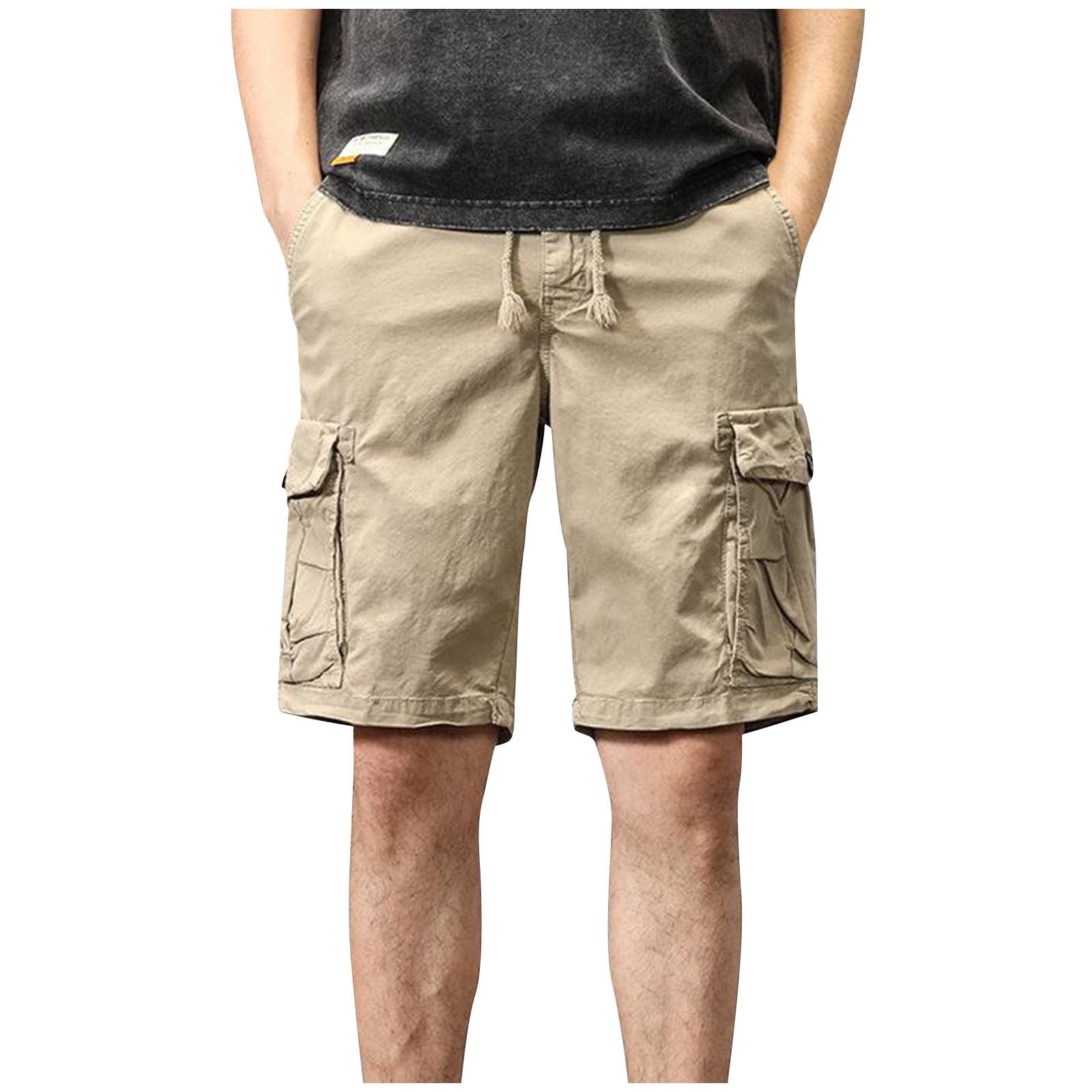 CHEEREAM Mens Army Tactical Military Cargo Shorts Drawsting Waist Work ...