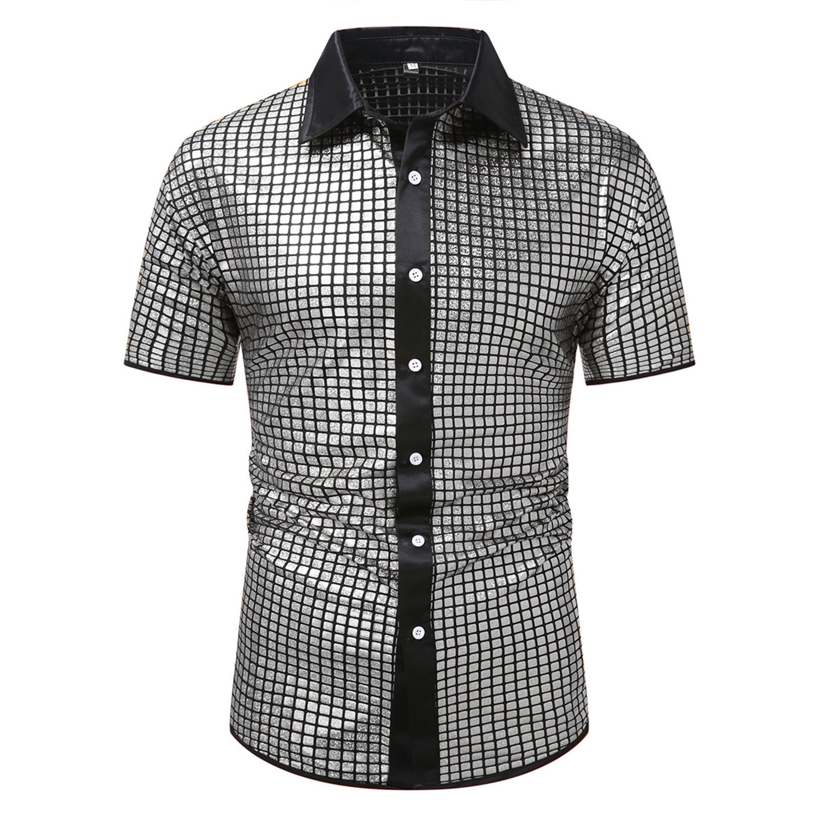 CHEEREAM Mens Button Down Disco Shirt Outfit Men Retro 70s Shirts ...