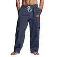 CHEEREAM Mens Capri Pants Sport Elastic Drawstring Waist Straight Leg ...