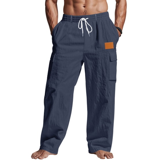 CHEEREAM Mens Capri Pants Sport Elastic Drawstring Waist Straight Leg ...