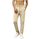 CHEEREAM Mens Chino Pants Straight Leg Elastic Waist Stretch Trousers ...