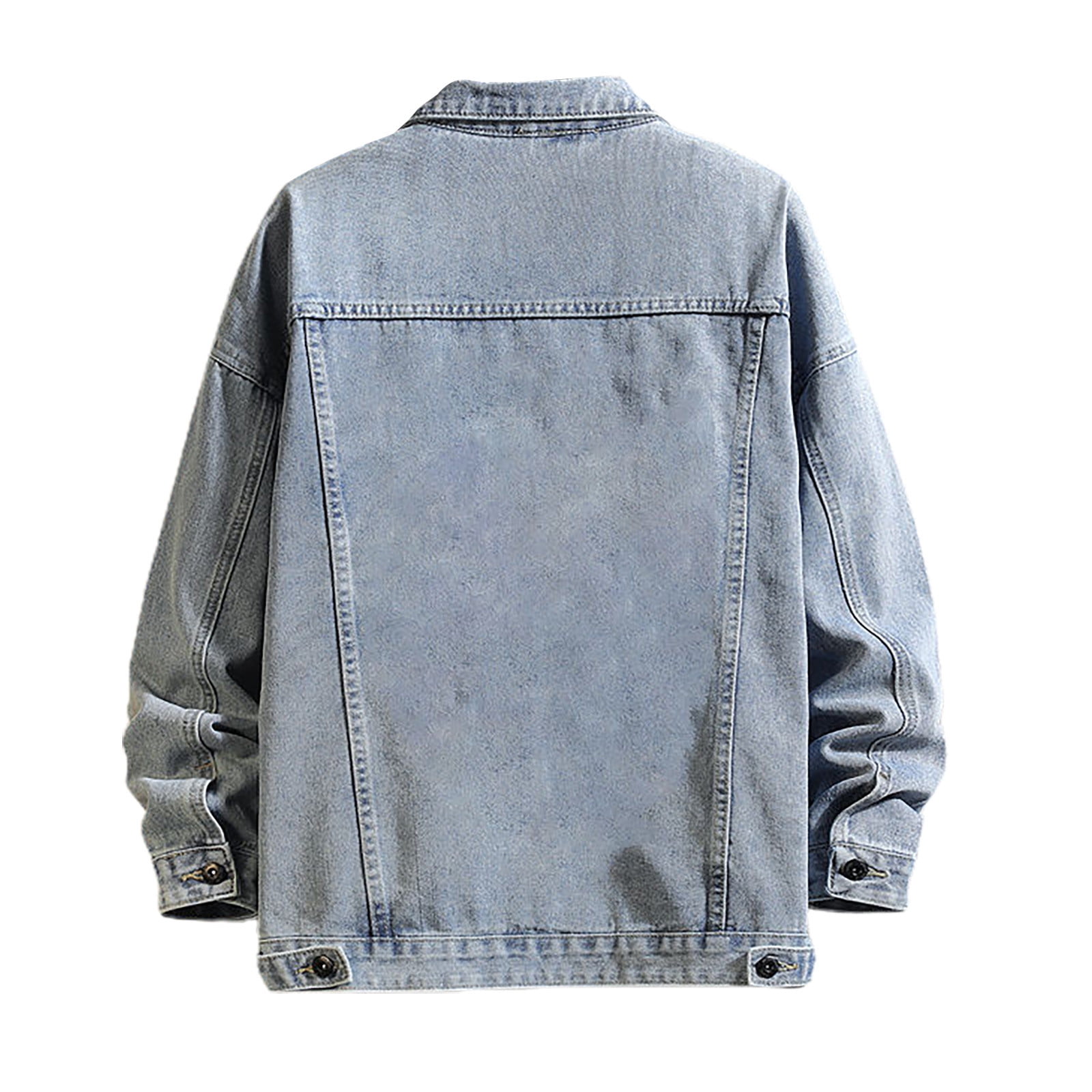CHEEREAM Mens Denim Jacket Washed Ripped Distressed Flex Stretch Casual ...
