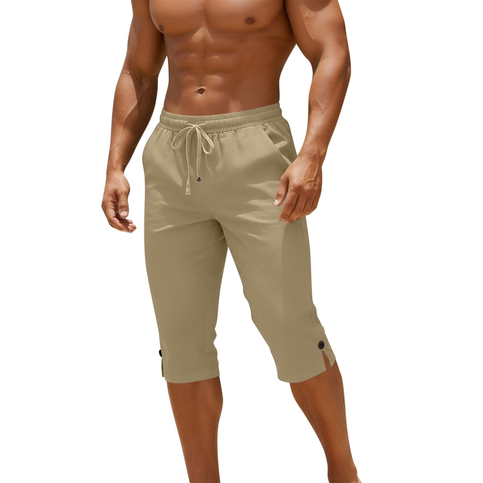 CHEEREAM Mens Dress Pants Pleated Button Waist Wide Straight Leg Comfy ...