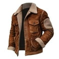 CHEEREAM Mens Faux Shearling Rancher Bomber Jacket Sheepskin Leather ...