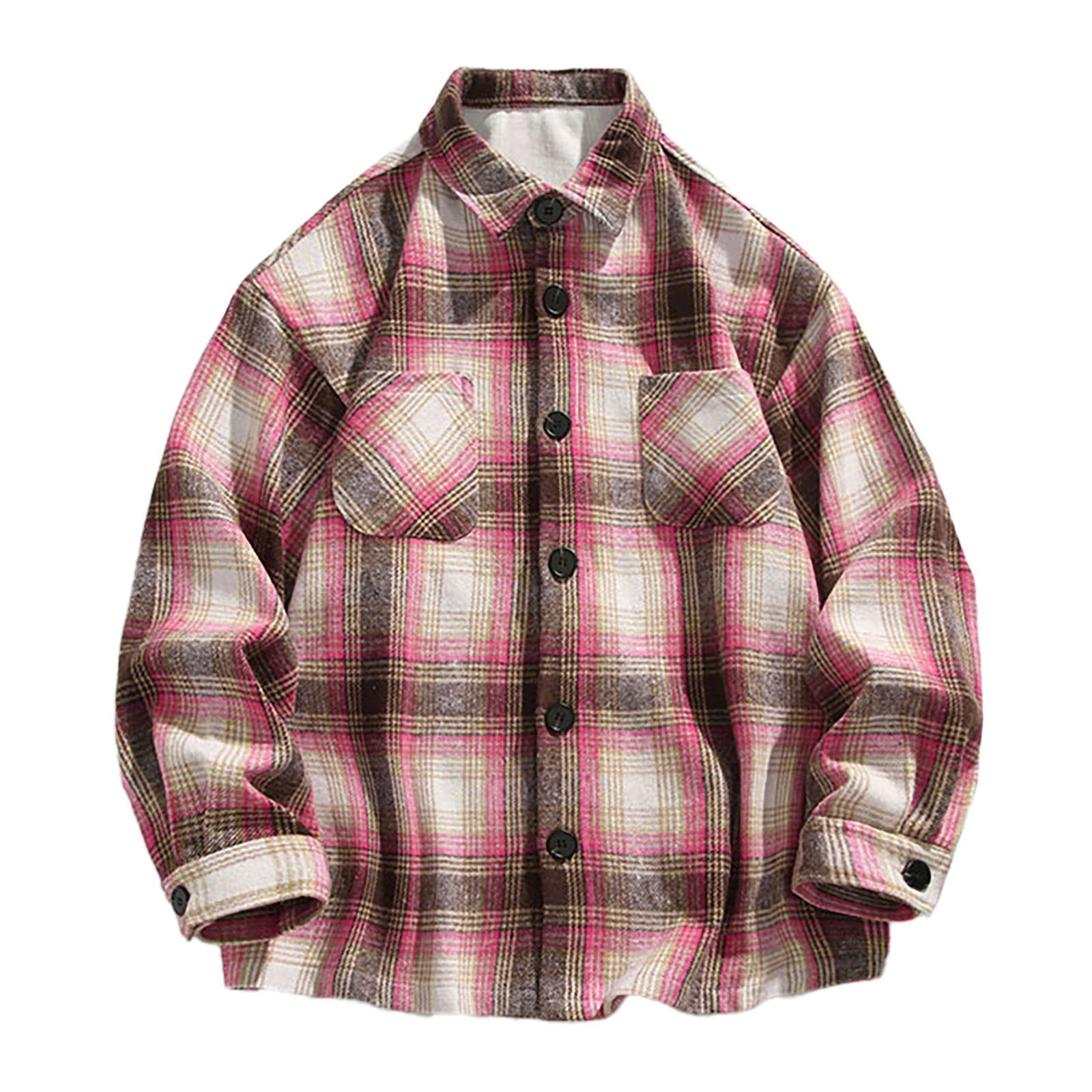 CHEEREAM Mens Flannel Shirts Long Sleeve Pearl Snap Buttons Western ...