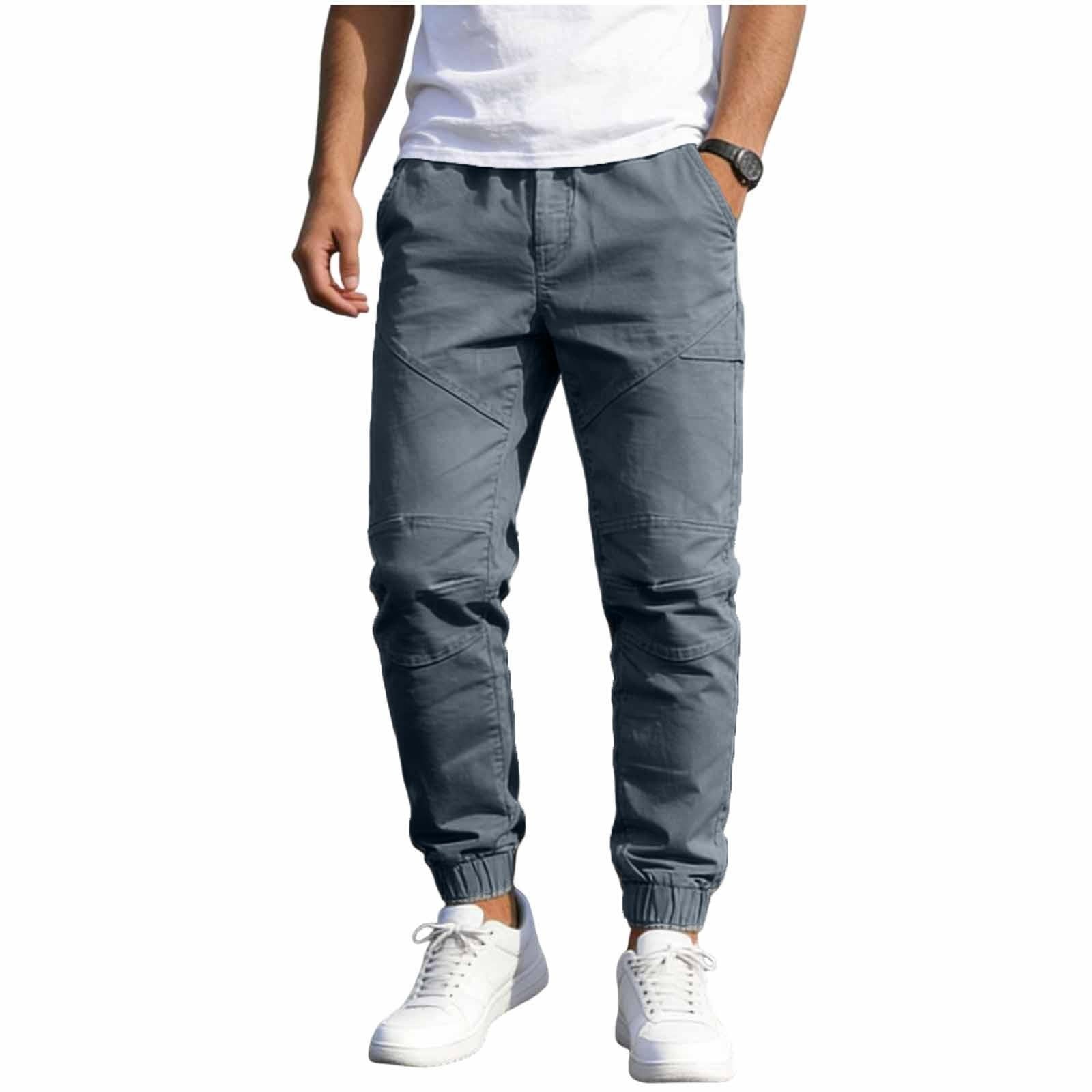 CHEEREAM Mens Jogger Pants Elastic Waist Slim Fit Durable Trouser ...