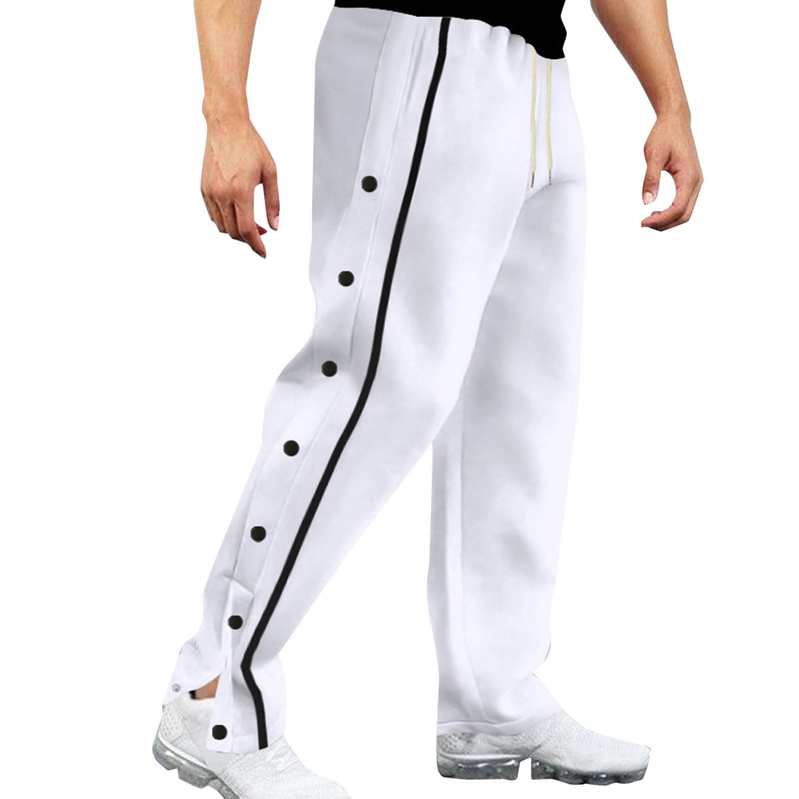 CHEEREAM Mens Tear Away Basketball Pants High Split Snap Button Post ...