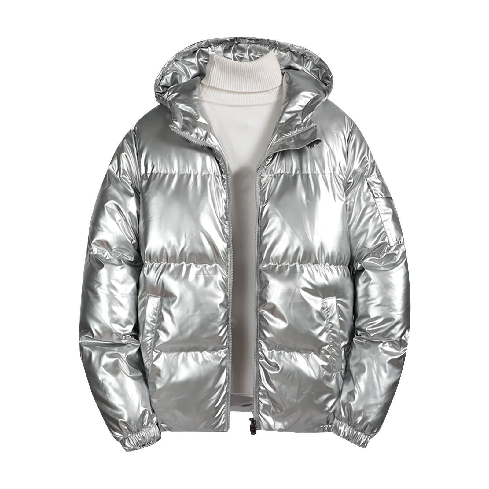 CHEEREAM Mens Thermal Shiny Hooded Puffer Jackets Winter Coats Water ...