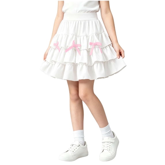 CHEEREAM Mini Skirt For Girls Bow Tie Decorated Y2k Layered Ruffle A ...