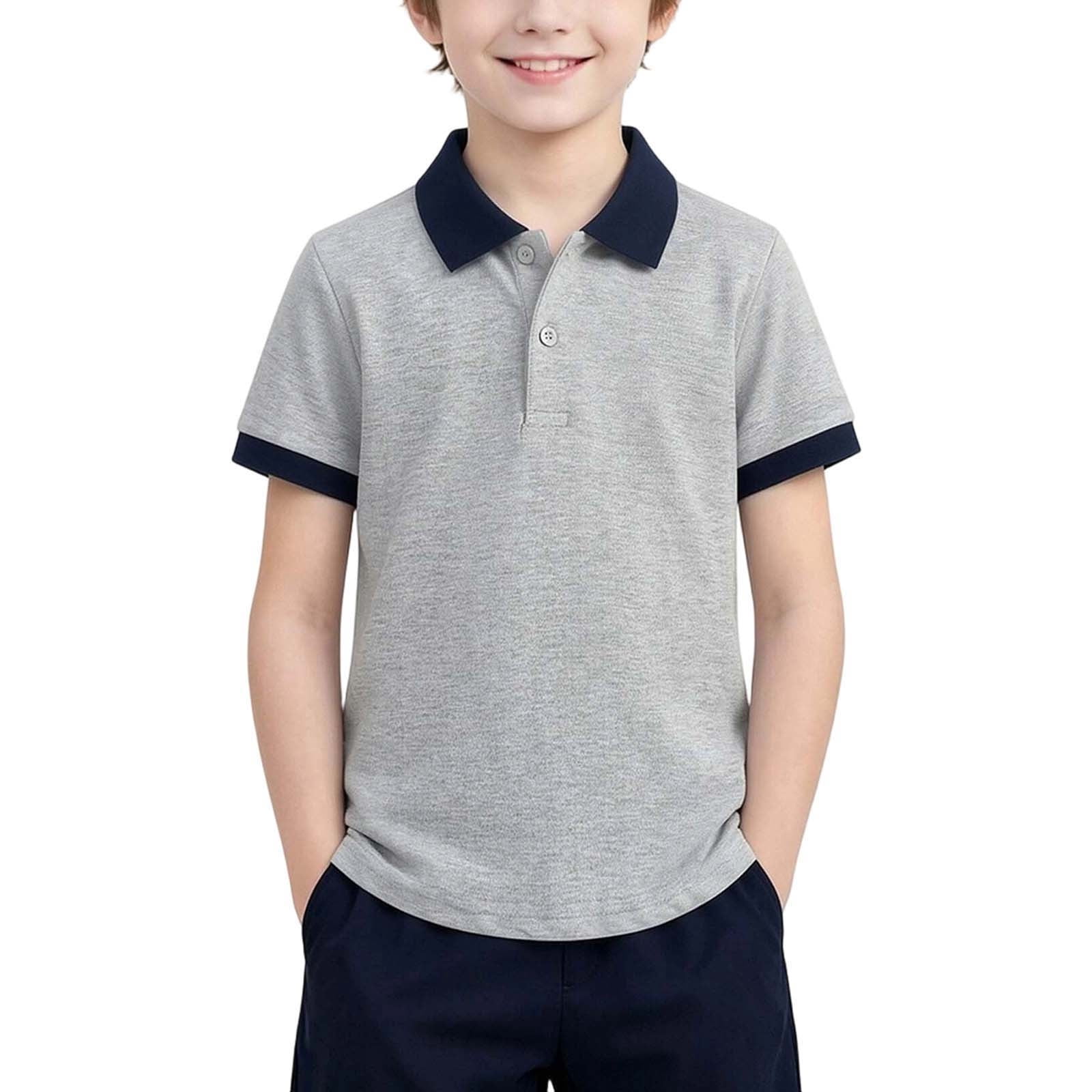 CHEEREAM Polos Shirts For Boys Short Sleeve Button Collared School ...