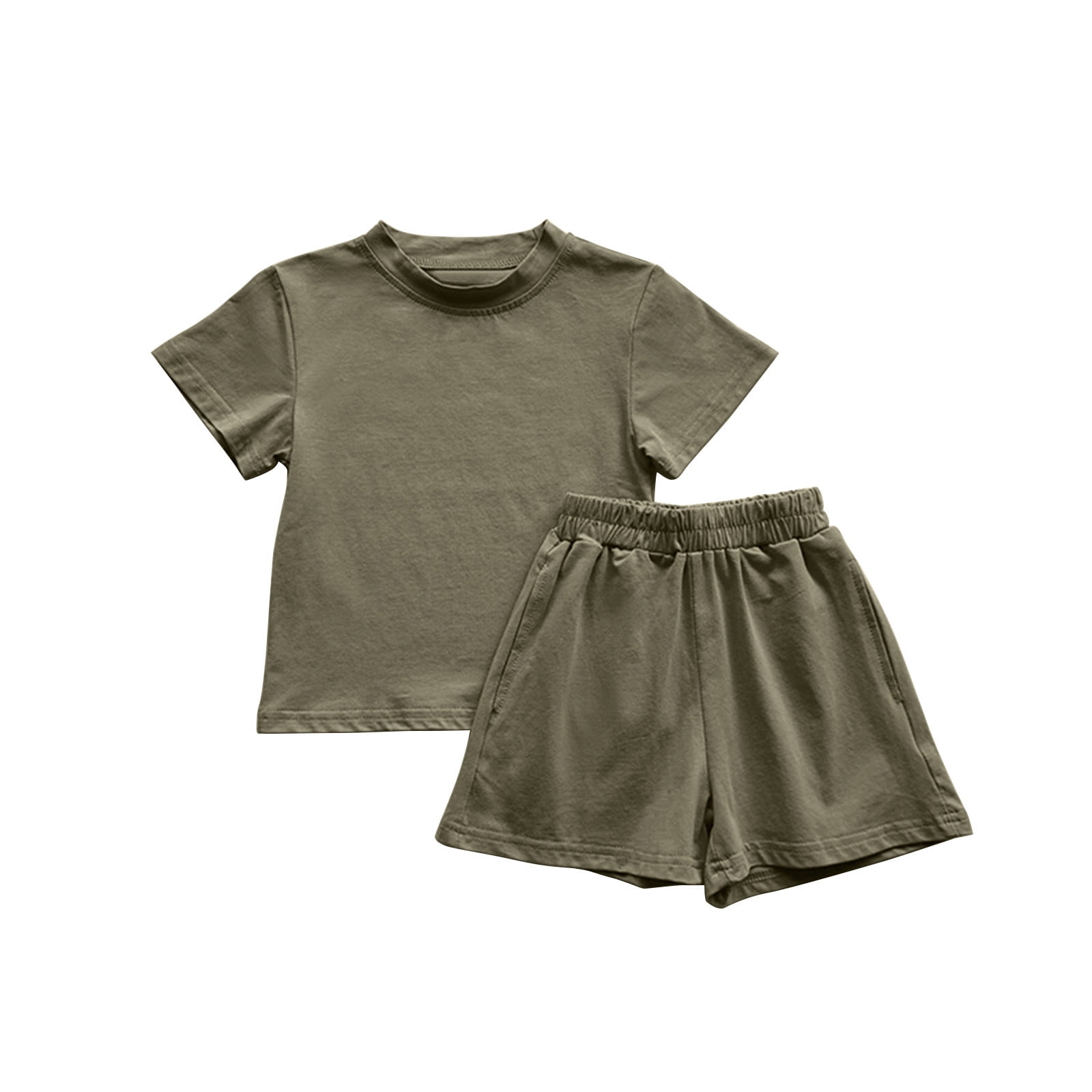 CHEEREAM Toddler Baby Boys Girls Summer Clothes Set Cotton Solid Color ...