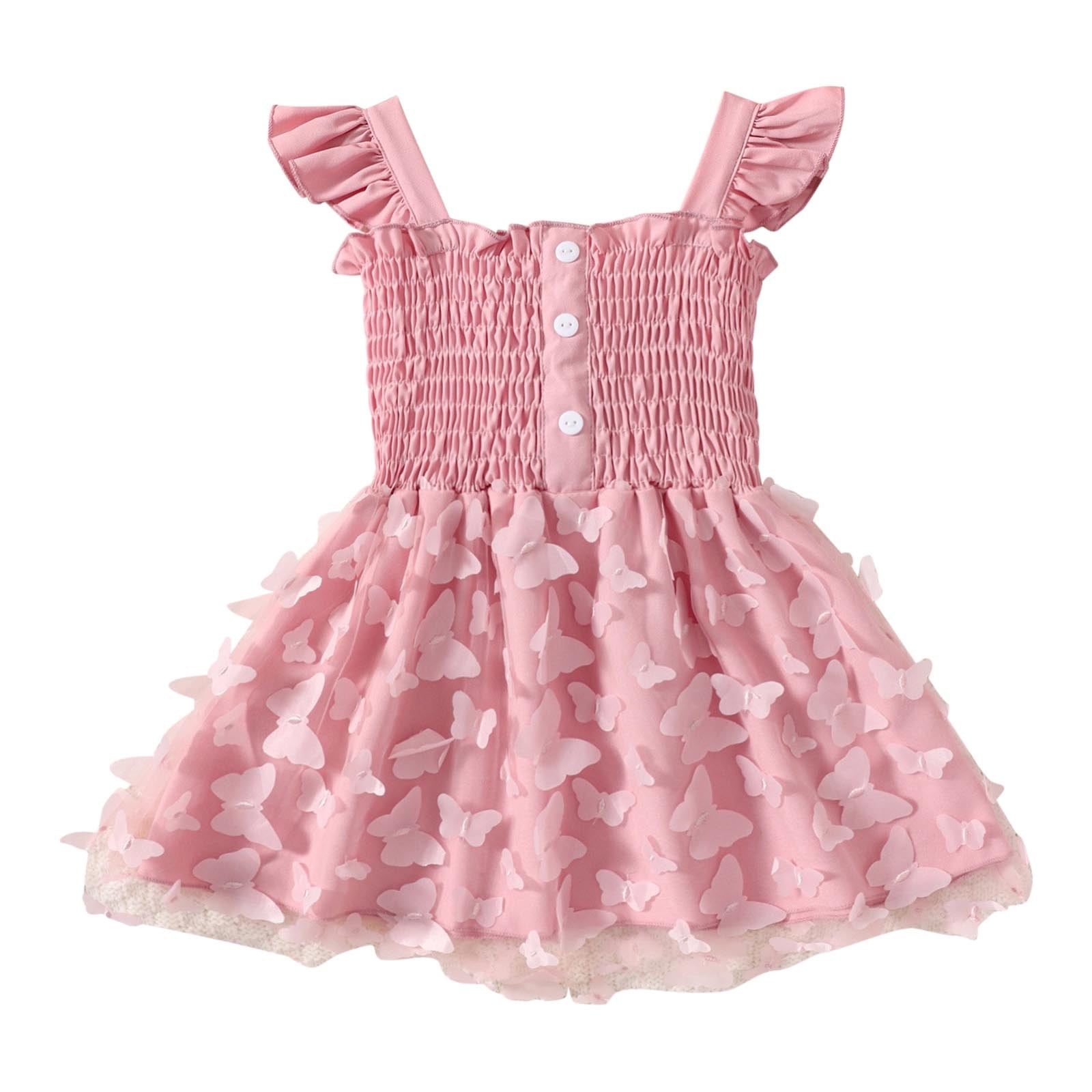 CHEEREAM Toddler Baby Girl Butterfly Dress Ruffle Sleeveless Tulle Tutu ...
