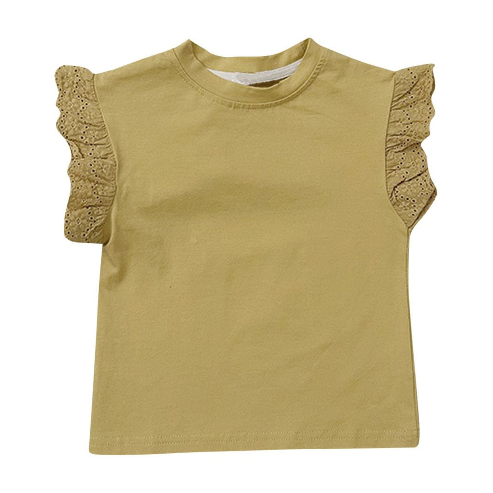 CHEEREAM Toddler Baby Girl Solid Color T Shirt Kids Crew Neck Blouse ...