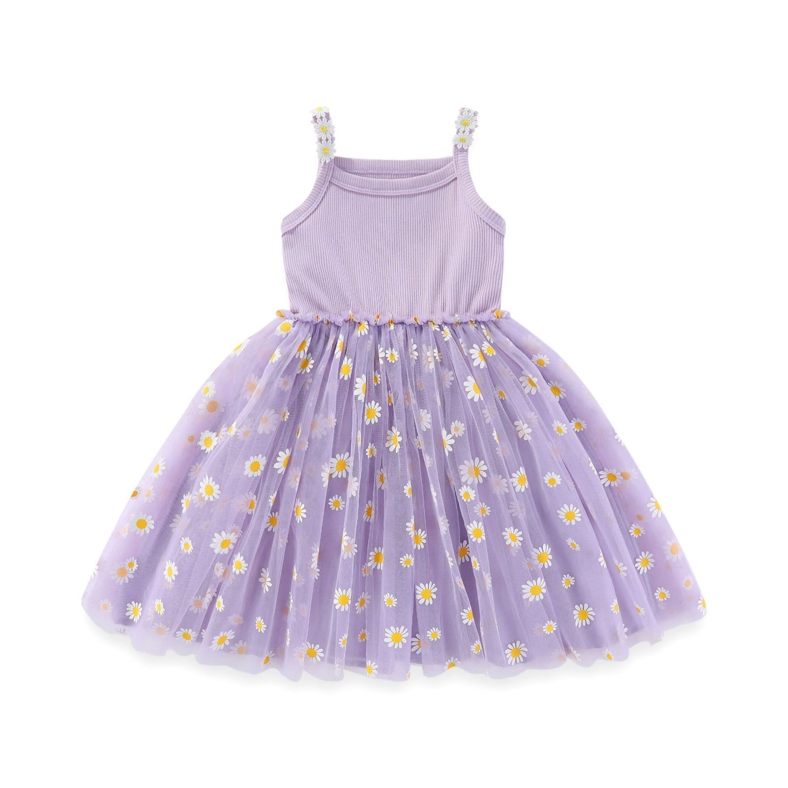 CHEEREAM Toddler Baby Girls Tutu Dress Infant Ribbed Sleeveless Tulle ...