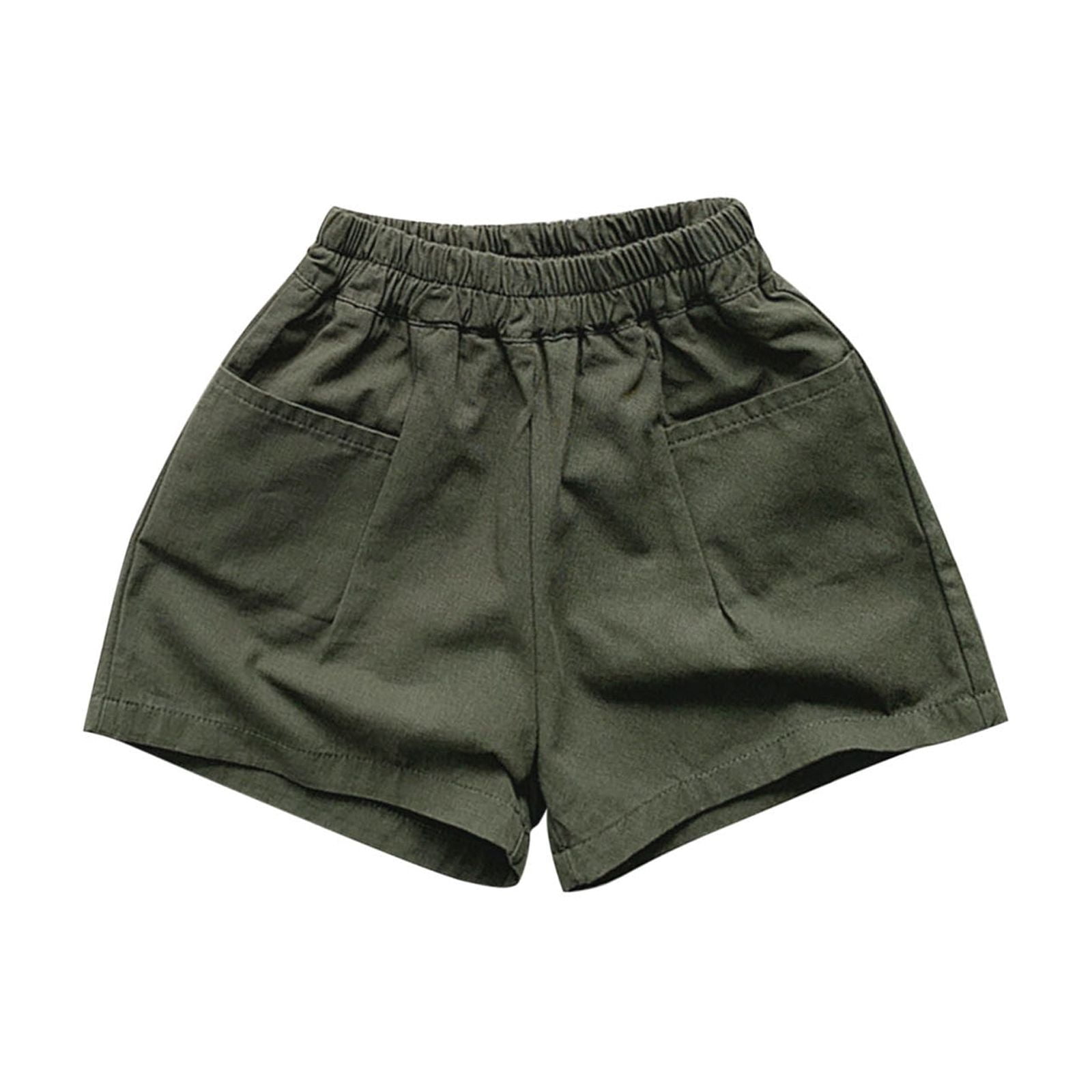 CHEEREAM Toddler Boys Girls Solid Color Shorts Elastic Waist Summer ...
