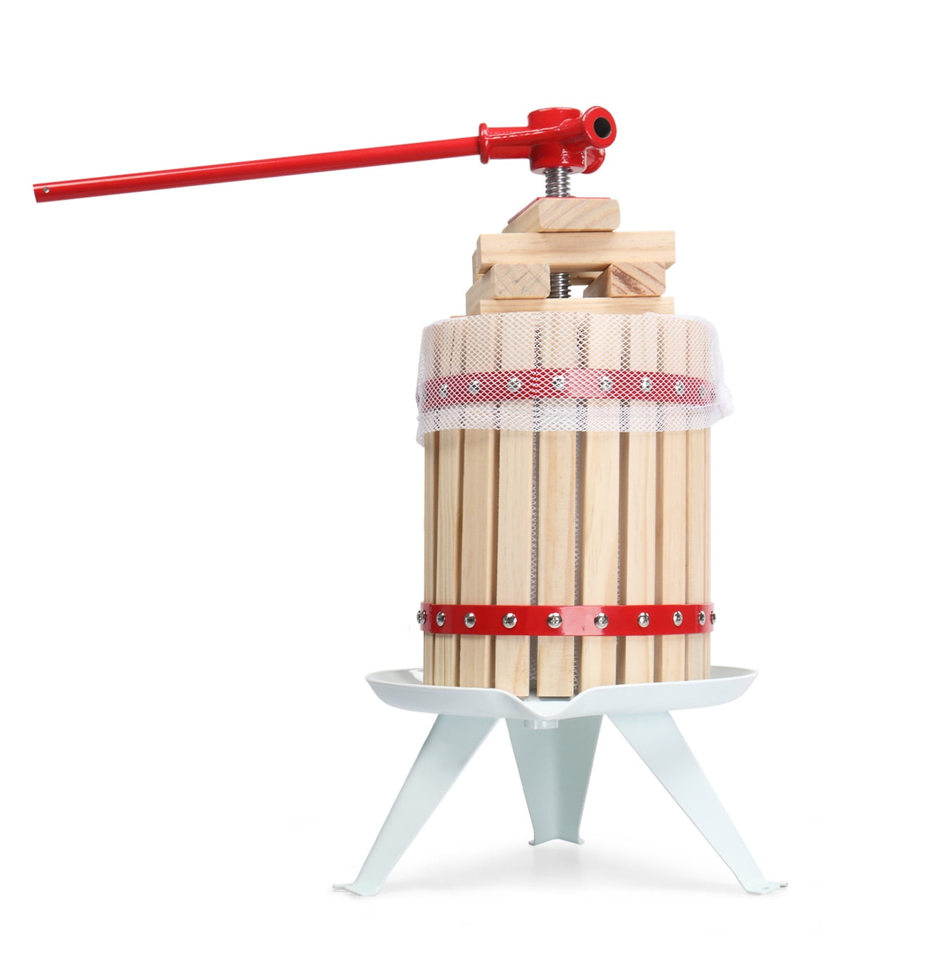 CHEERFUN 1.6 Gallon Fruit Wine Press, Solid Wood Basket with 6 Blocks ...