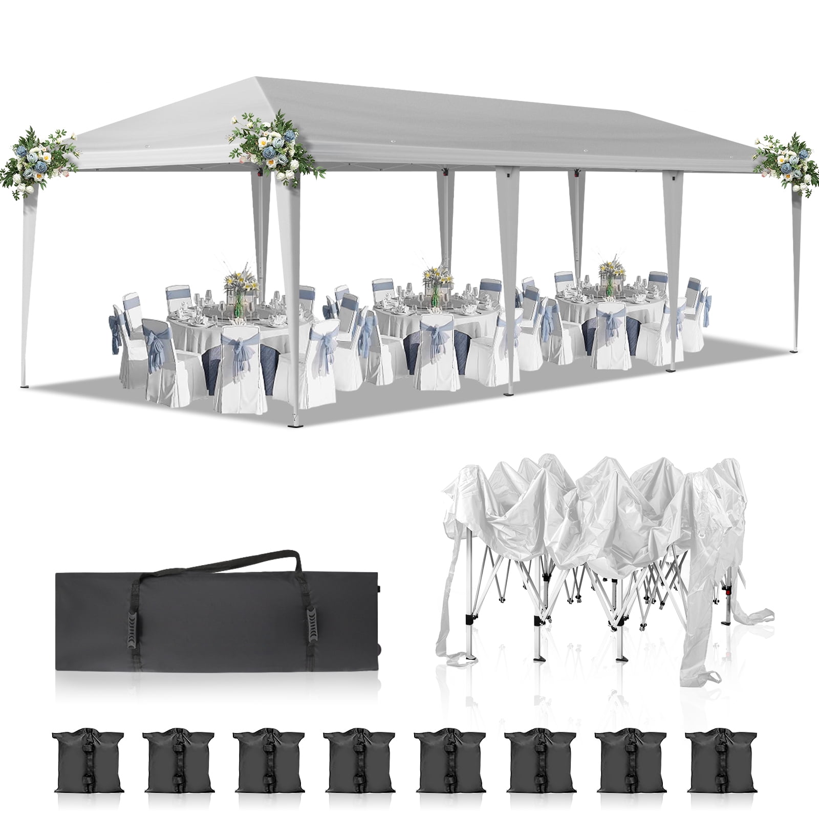 CHEERFUN 10x30ft Outdoor Canopy Tent with Sidewalls, Large Party Event ...